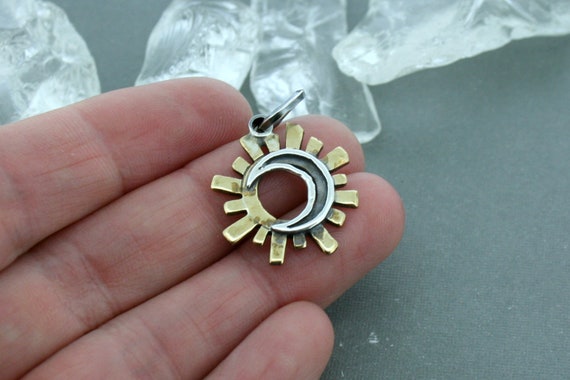 Solar Eclipse Jewelry Sun and Moon Pendant Mixed Metal | Etsy