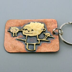 Child Artwork Key Chain - Child Drawing Keepsake - Mens Key Chain ...