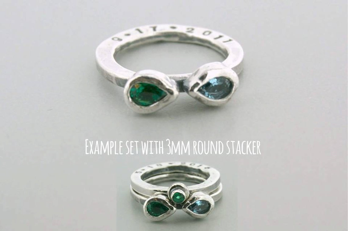 Mothers Ring Two stone ring Infinity ring Stackable Name | Etsy