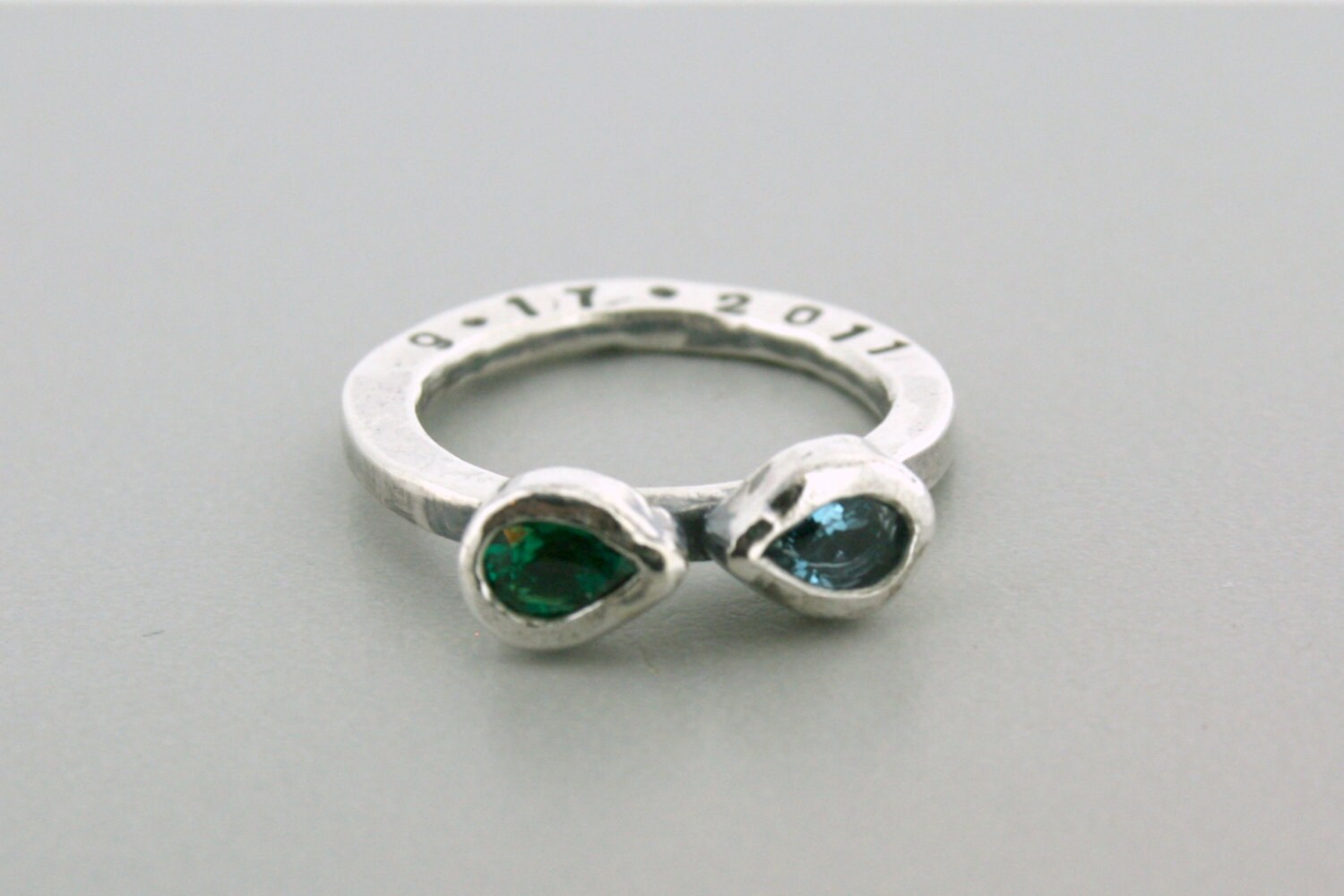 Mothers Ring Two stone ring Infinity ring Stackable Name | Etsy