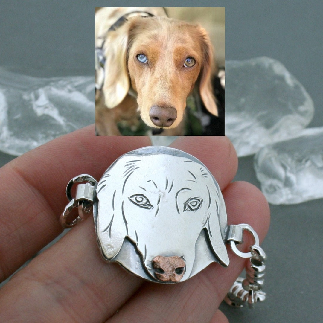 Personalized Pet Portrait - Silver Dog Bracelet - Custom Pet Jewelry ...