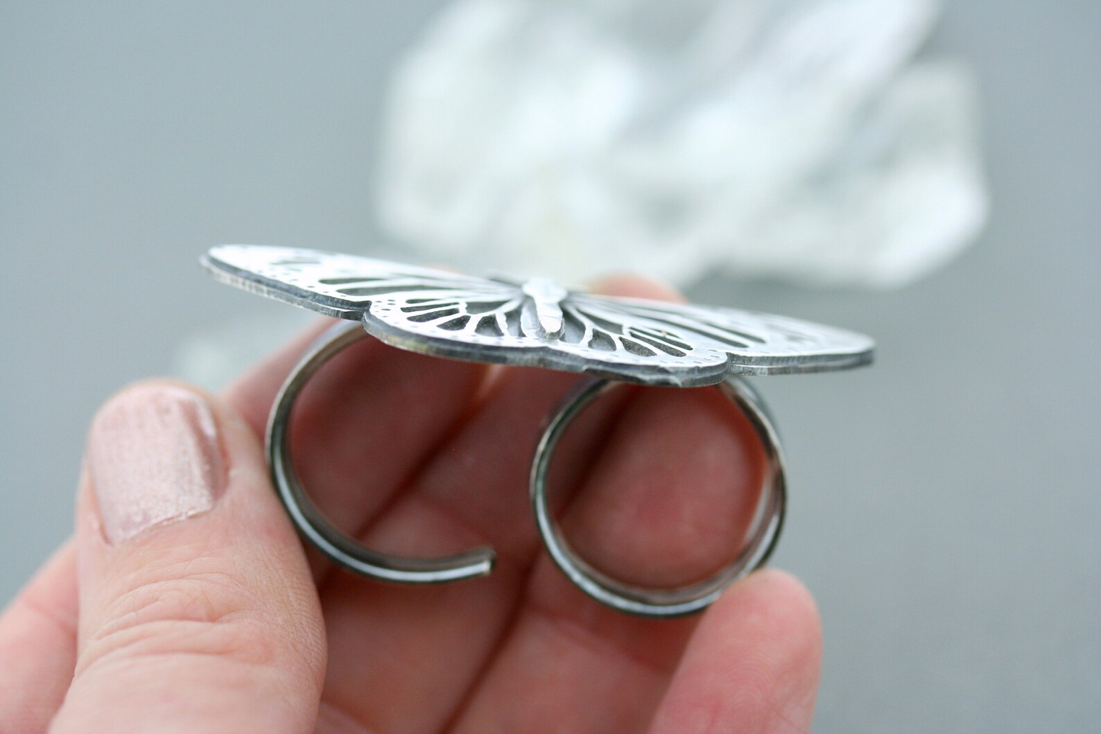 Sterling Silver Monarch Butterfly Two Finger Ring - Etsy