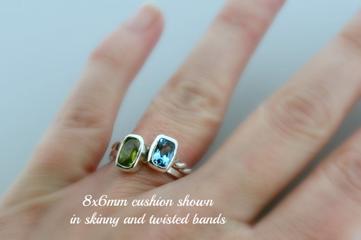 Gemstone Solitaire Ring - 7x5mm Cushion Cut Ring - Gemstone Ring ...