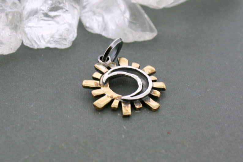 Solar Eclipse Jewelry - Sun and Moon Pendant - Mixed Metal Celestial ...