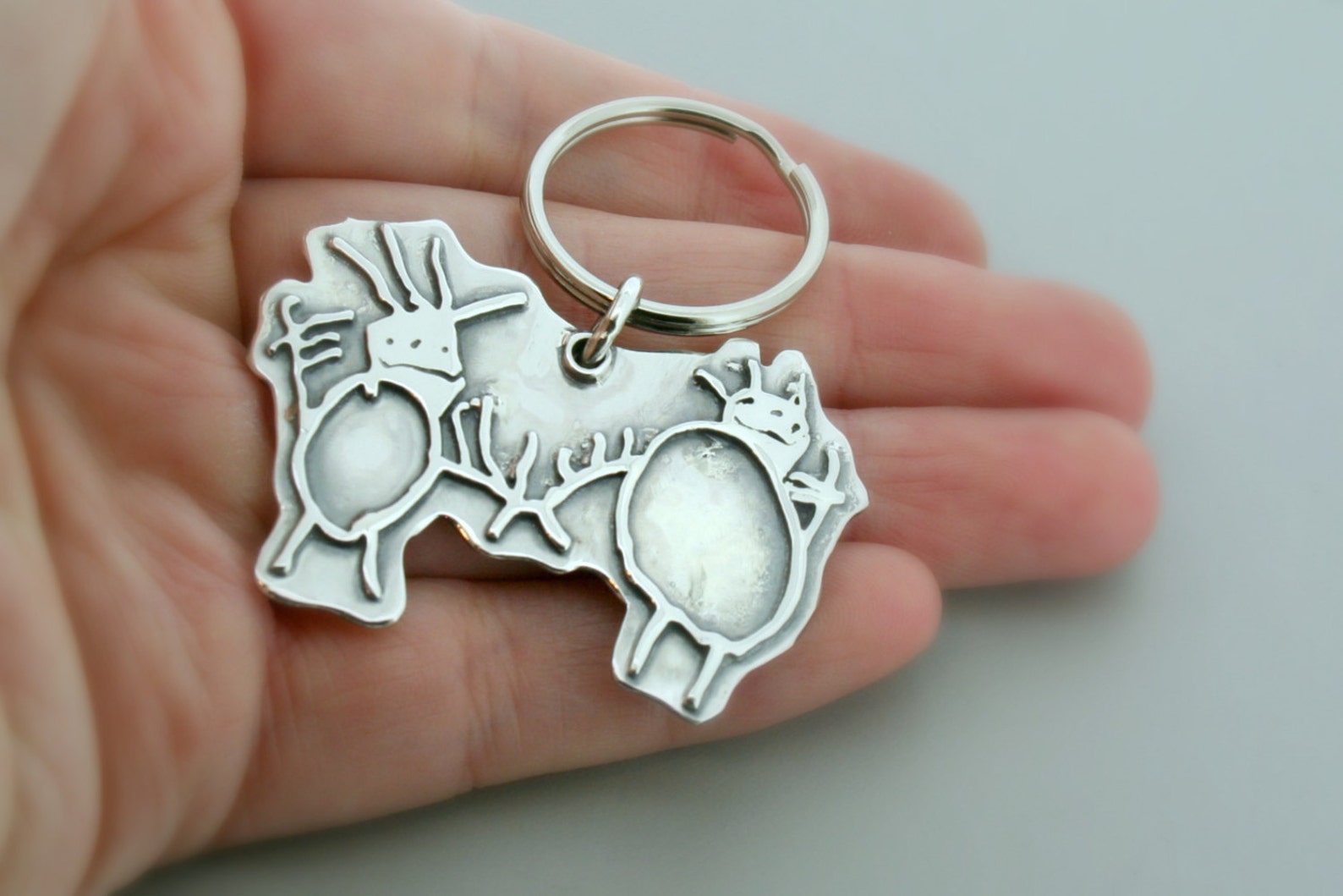 Custom Child Artwork Key Chain Artwork Keepsake Sterling | Etsy