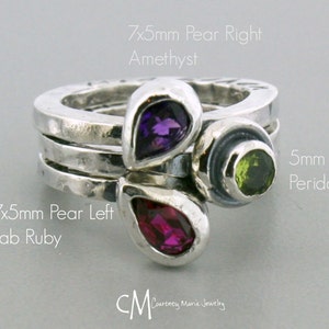 Pear Shaped Stacking Ring - Stackable Birthstone Ring - Stackable Ring ...