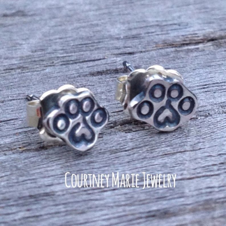 Silver Paw Print Earrings Paw Print Post Earrings Silver | Etsy