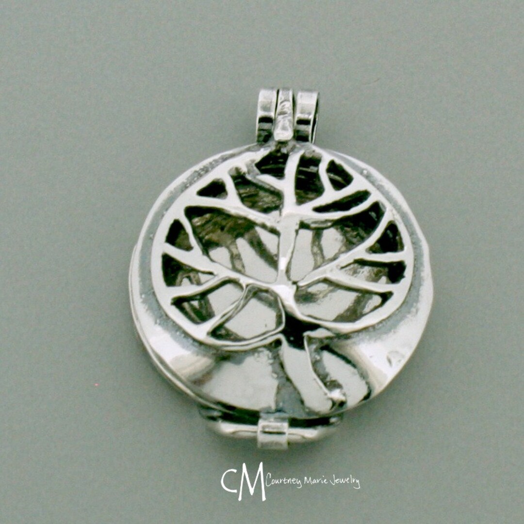 Aromatherapy Necklace Diffuser Pendant - Sterling Silver Aspen Leaf ...