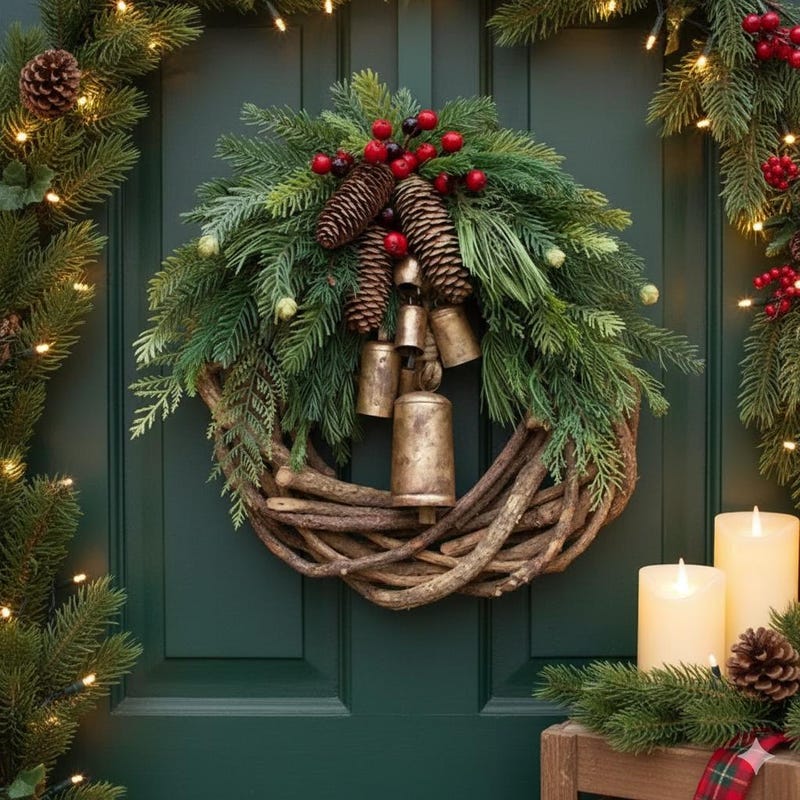 Rustic Christmas Front Door Garland - Etsy
