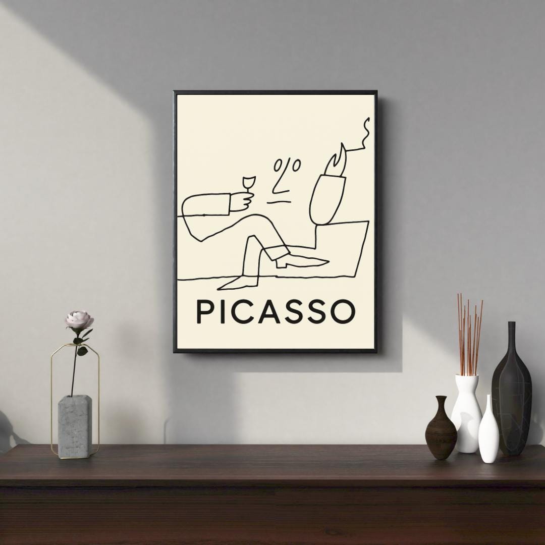 Minimalist Picasso Inspired Line Art Print Digital Download | Modern ...