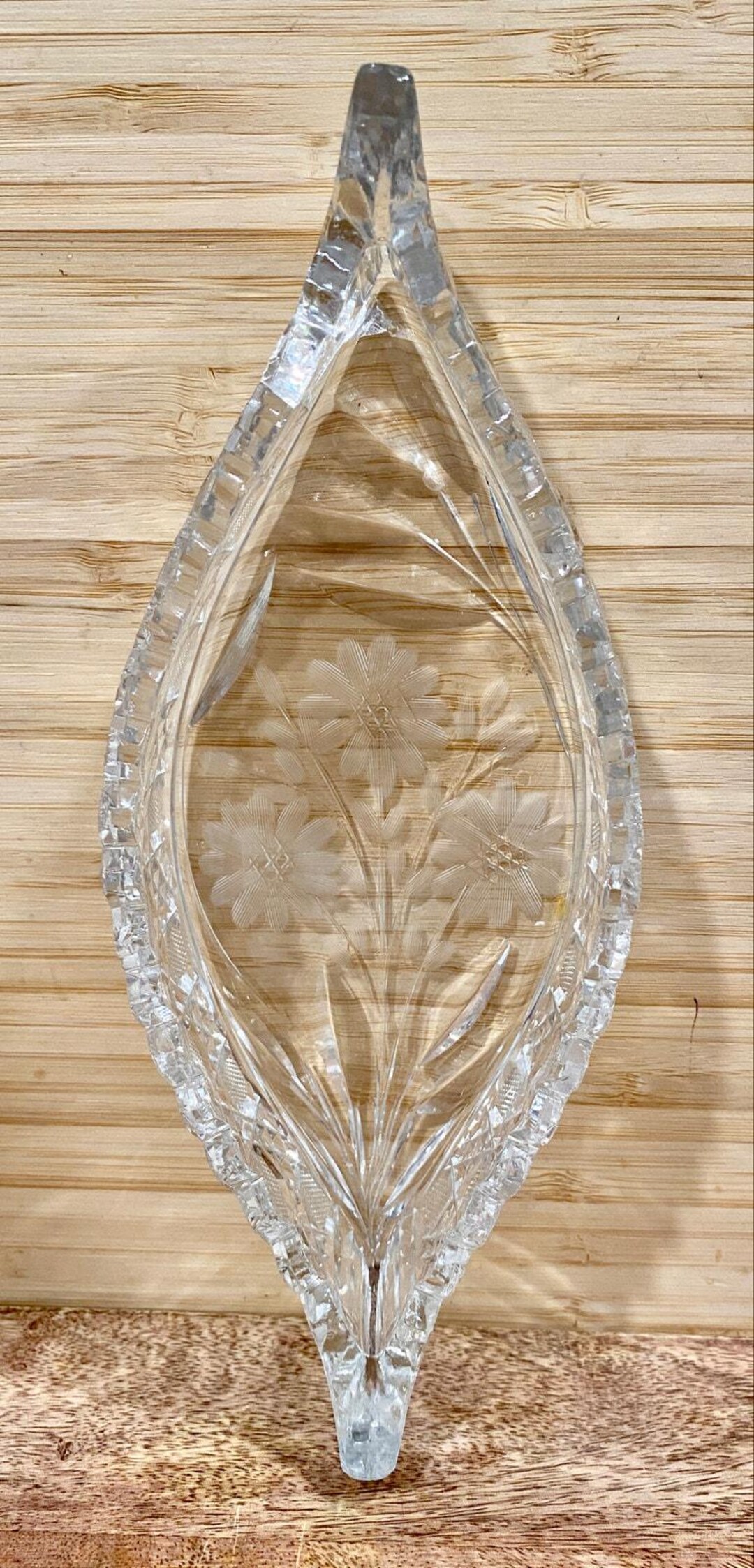 Antique Manganese American Brilliant Period Cut Glass Canoe Daisy ...