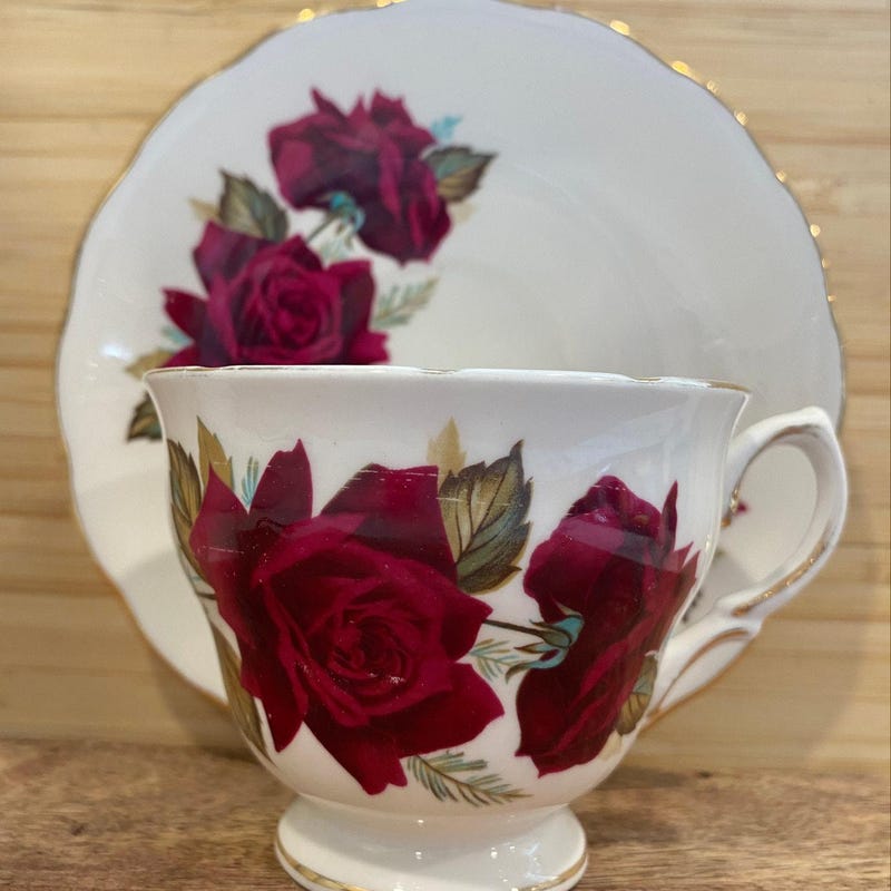 Red Rose Tea Cup - Etsy
