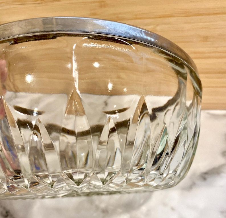 Vintage Leonard Italy Lead Crystal W/ Metal Silver Plated Rim Bowl 9 ...