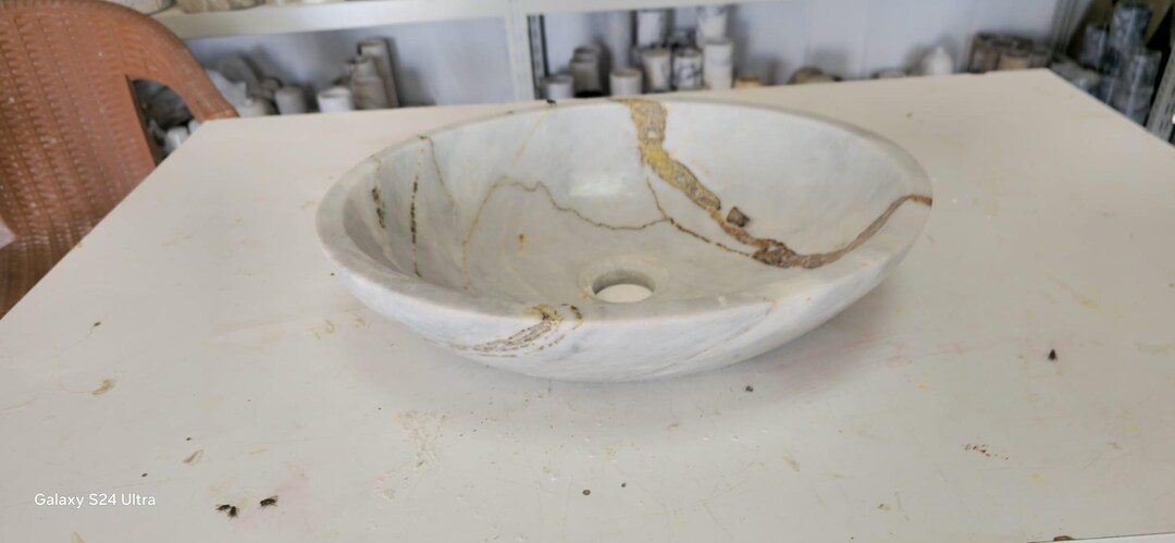 Handmade Gray Marble Vessel Sink, Elliptical Stone Bathroom Basin - Etsy
