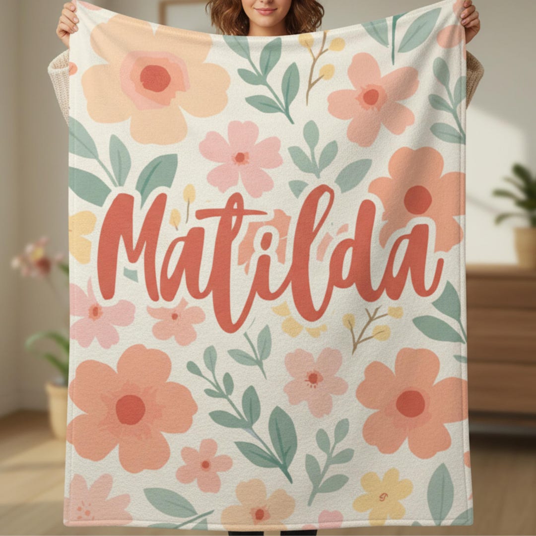 Personalized Floral Baby Blanket, Custom Baby Name Blanket, Wildflower ...