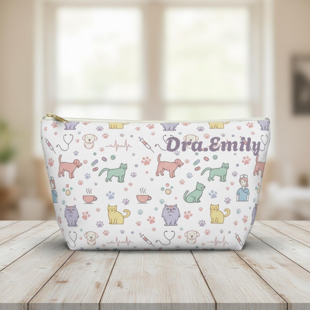 Custom Vet Nurse Bag With Name, Veterinary Tech Accessory Pouch, Cute ...