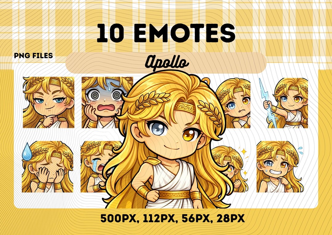 Greek Sun God Emotes Pack 10, Apollo Inspired Kawaii Chibi Mythology ...