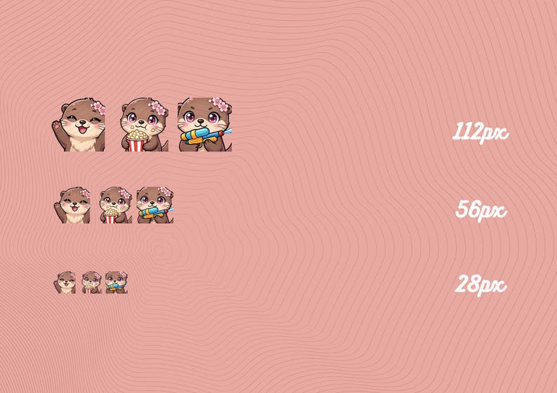Sakura Otter Emotes Pack 35, Kawaii Cherry Blossom Otter Chibi Cute ...