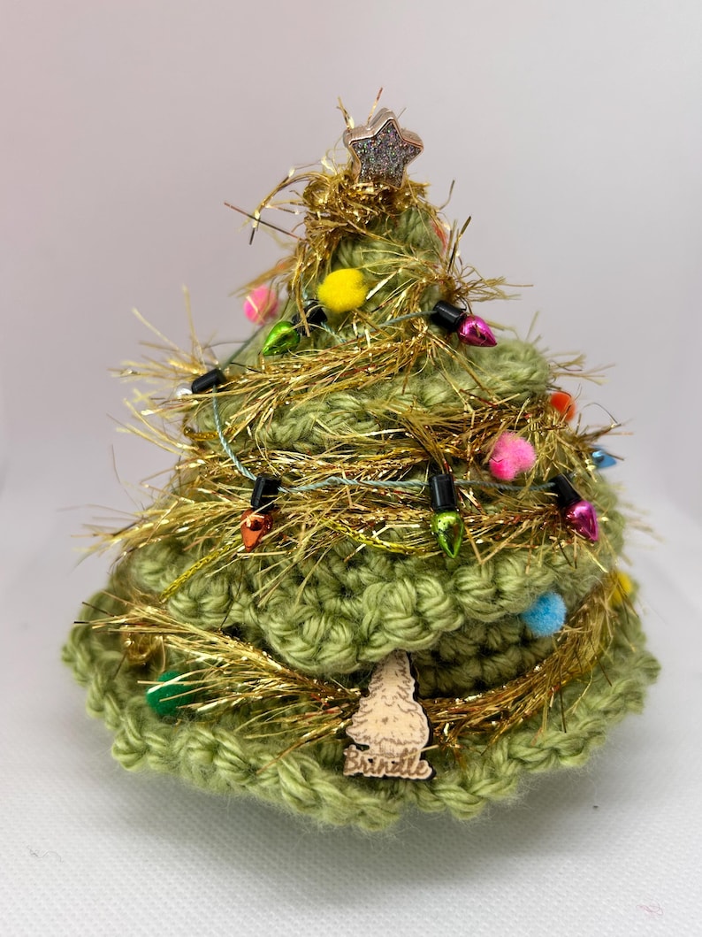 Whimsical Crochet Christmas Tree – Handmade Pom Pom Ornament – Sparkly ...