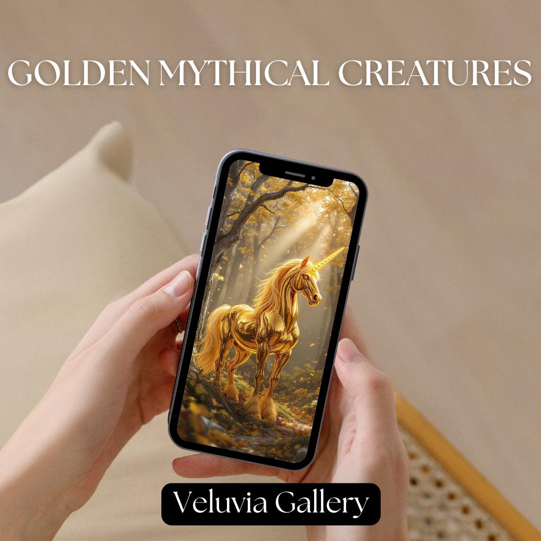 Golden Mythical Creatures Vol.2 | Luxury AI Phone Wallpapers Pack ...
