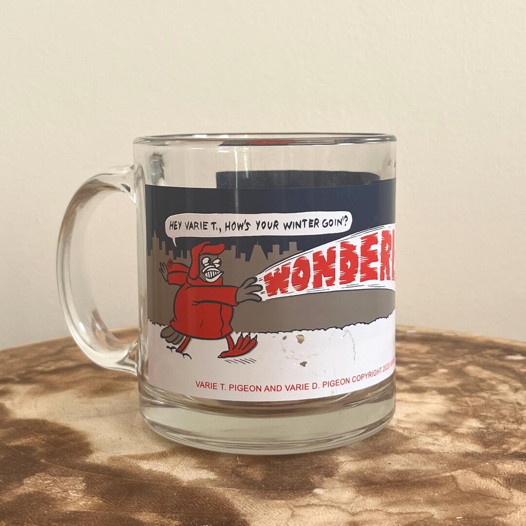Cartoon Pigeon Snowball Fight Glass Mug - Etsy