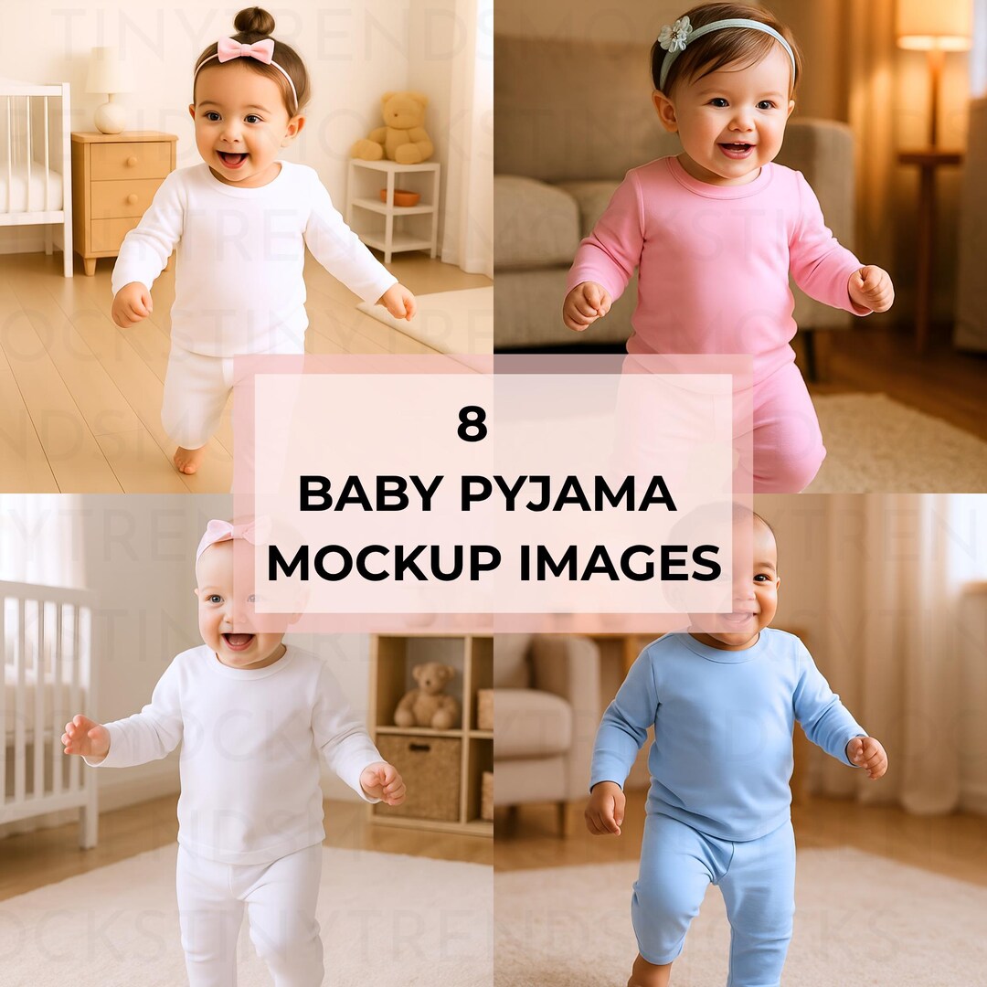 Pacote de mockups de pijamas infantis KWC Clothing | Pijamas para bebês ...