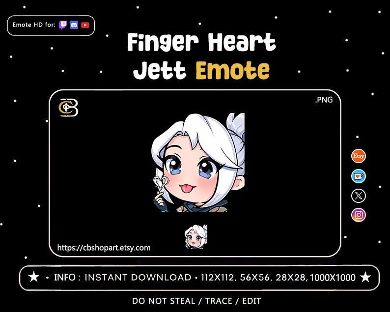Valorant Jett Finger Heart Emote for Twitch, Discord and Youtube - Etsy UK