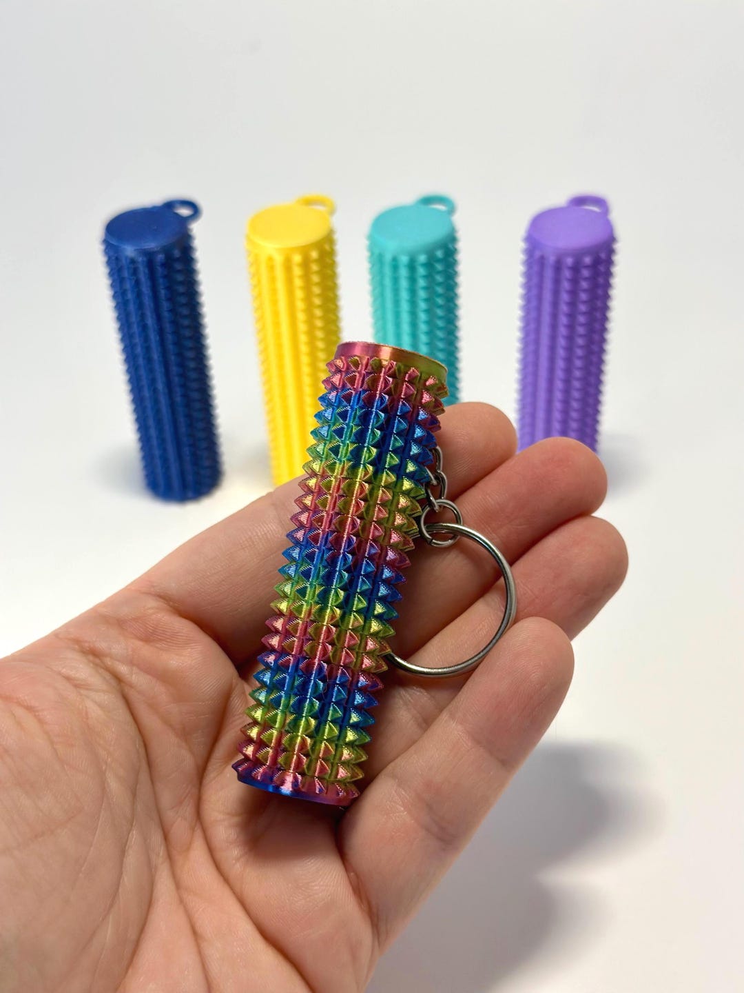 Mini Spiky Stick Roller Keychain: 3D Printed Fidget Grip Toy ...