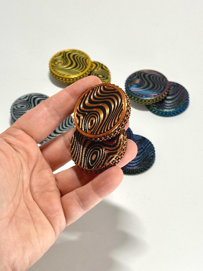 OG Flipster Magnetic Fidget Slider, 3D Printed Damascus Steel Look ...