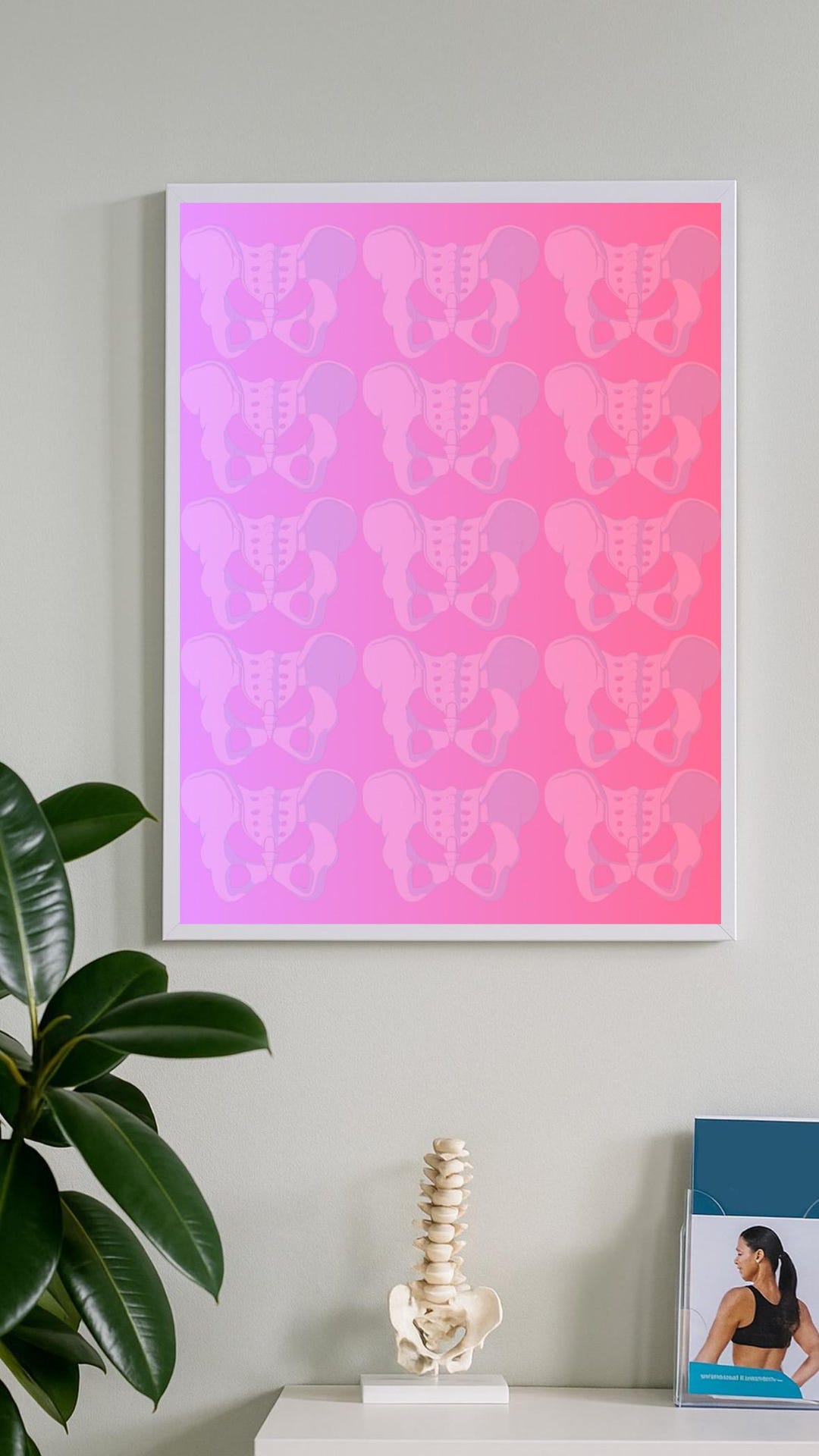 Pink Pelvis Poster | Pink Gradient Digital Print | Pelvic Floor Wall ...