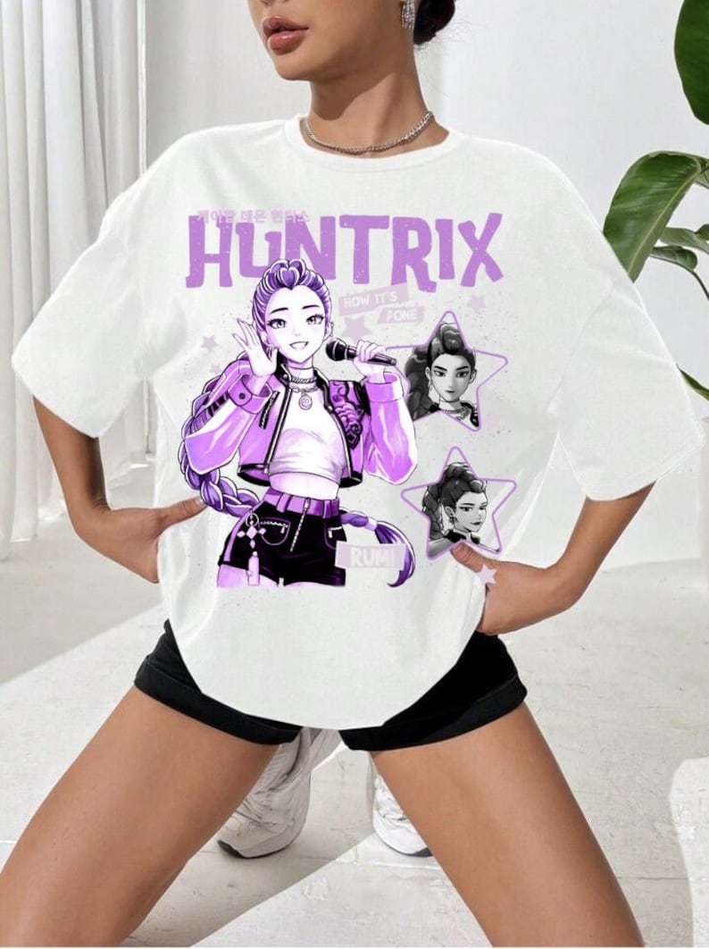 Kpop Demon Hunters PNG, Huntrix Girl T-shirt, Kpop Idol Group Png, Mira ...