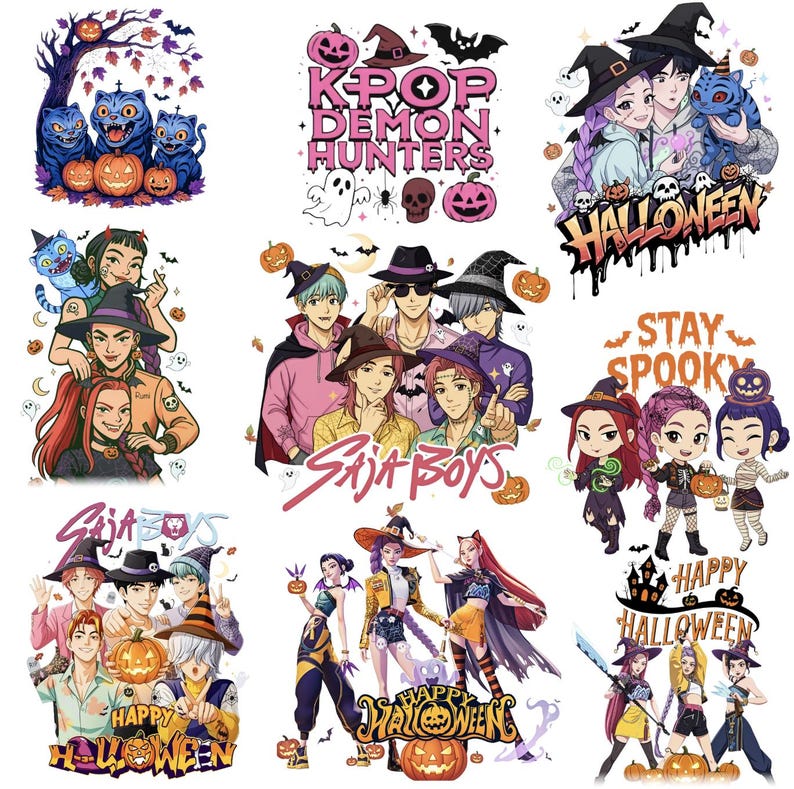 Huntrix Halloween PNG! Kpop Demon Hunters Clipart, Saja Girls PNG ...