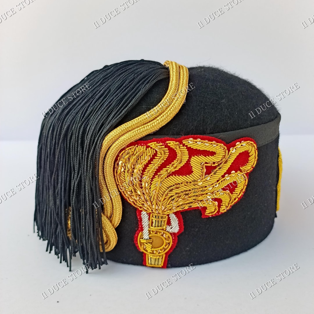 Italian Hat Black Fez Mussolini Hat Military Style Cap Uniform Hat Duce ...