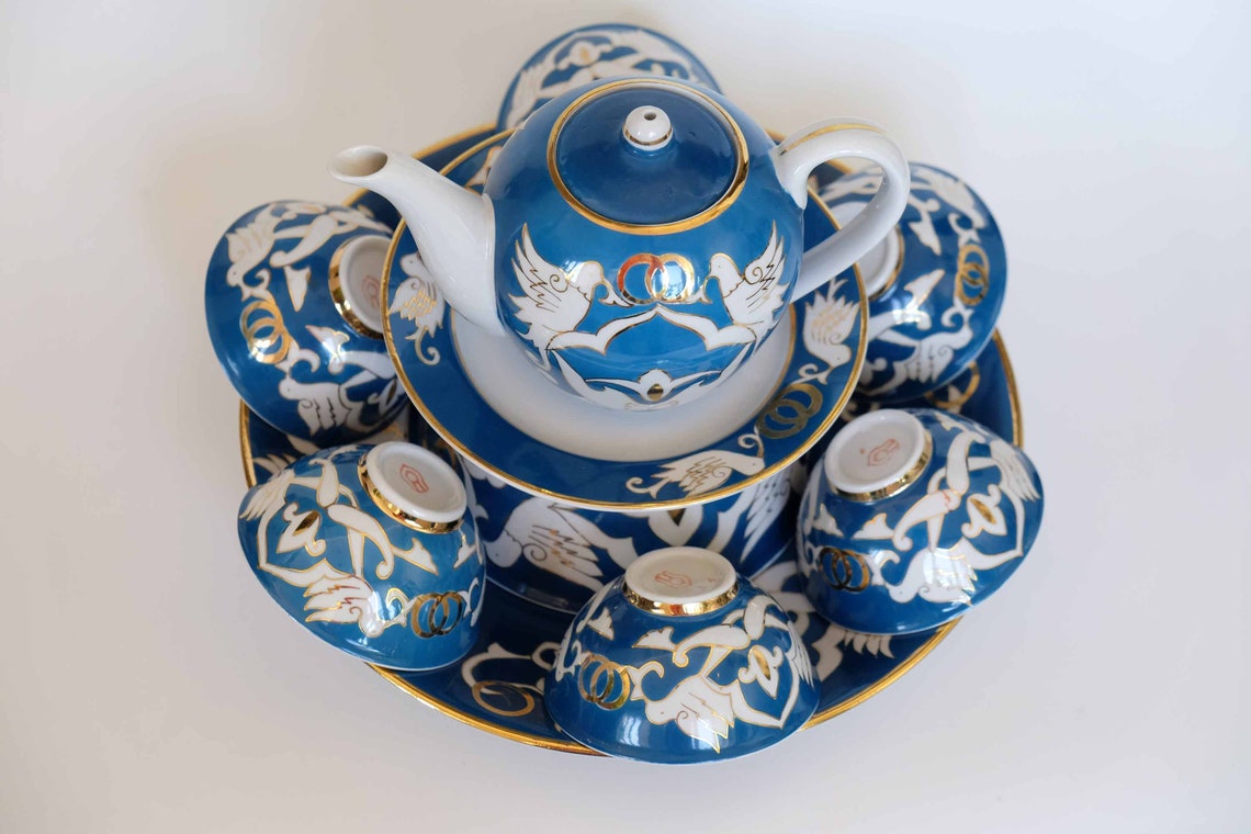 Uzbek vintage Tea ceremony SET teapot bowls pialaPresent for | Etsy