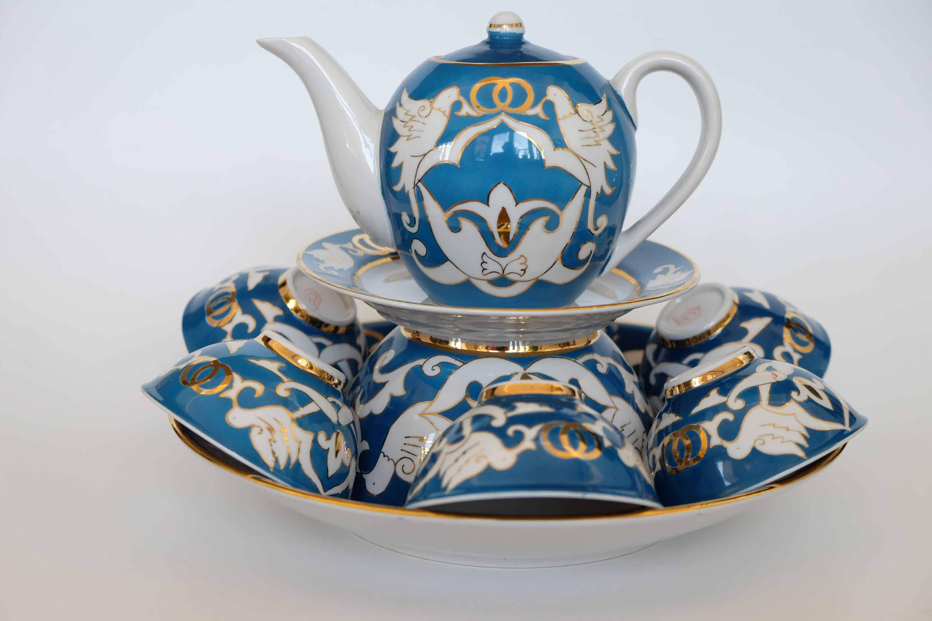 Uzbek vintage Tea ceremony SET teapot bowls pialaPresent for | Etsy