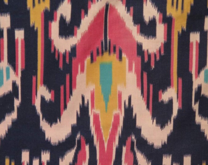 Vintage Uzbek Ikat Patern Printed Fabric Dress Home Decor Antique Size ...