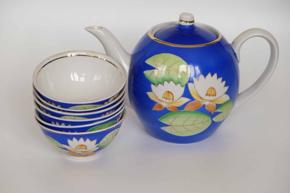 Uzbek Vintage Tea Ceremony SET Teapot 6 Piala Middle Suzani - Etsy
