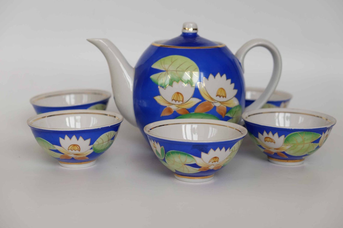 Uzbek Vintage Tea Ceremony SET Teapot 6 Piala Middle Suzani - Etsy