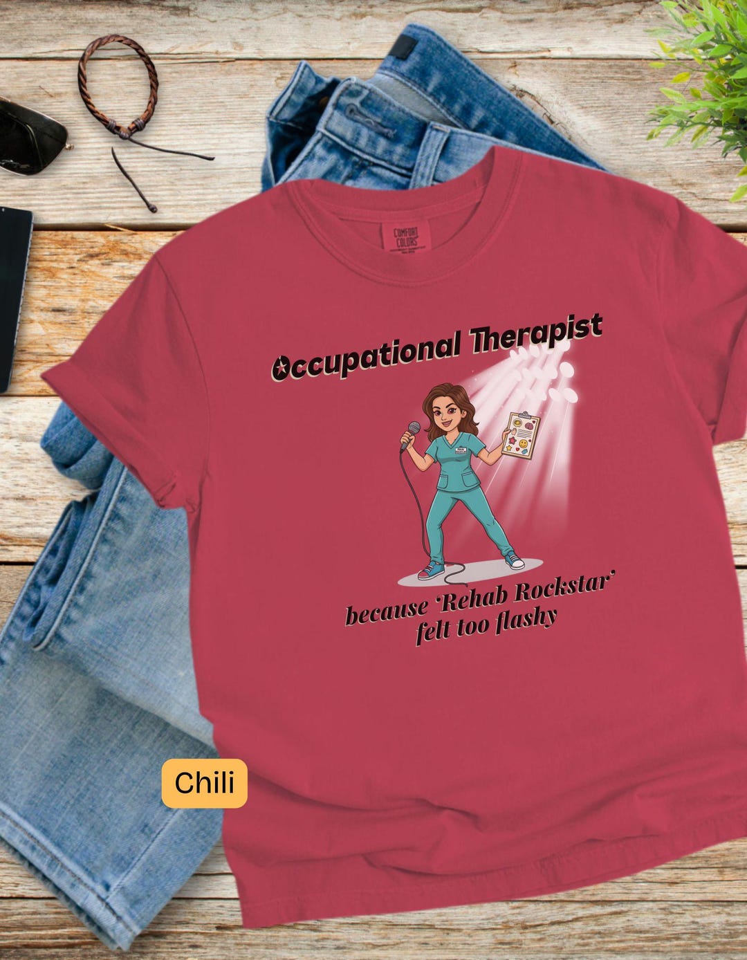 Funny Occupational Therapist Shirt, Rehab Rockstar OT Tee, OT Student ...