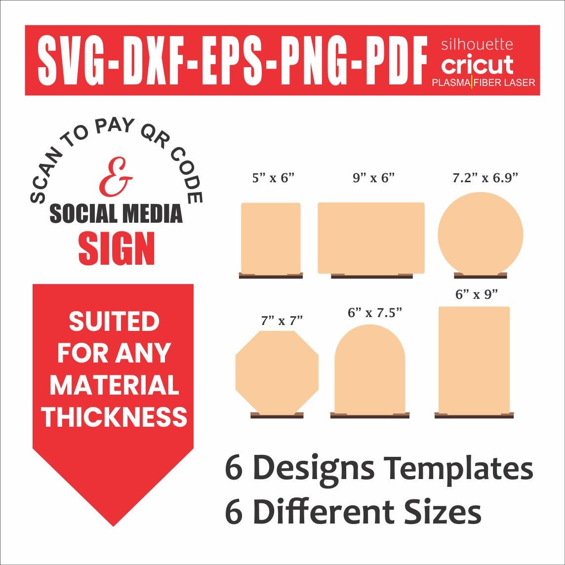 Scan to Pay Sign SVG, Social Media QR Code Sign Template, Acrylic ...