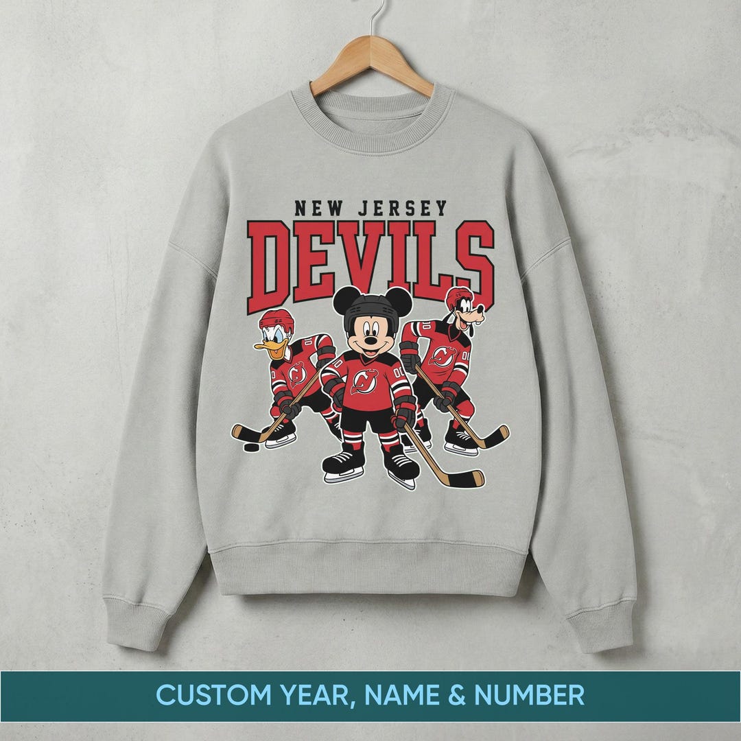New Jersey Devils Disney Team Sweatshirt, New Jersey Devils Shirt, New ...