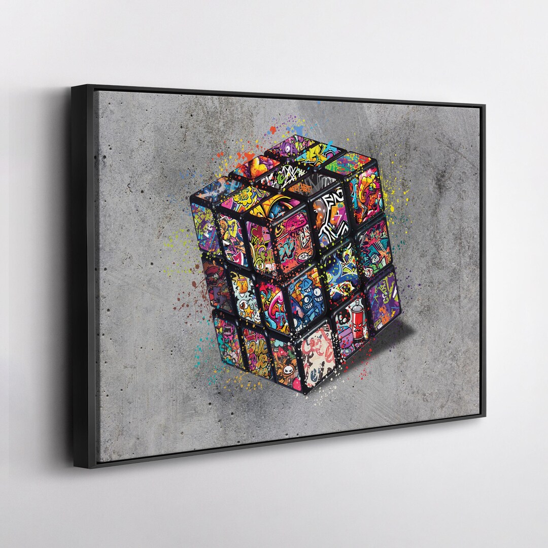 Graffiti Rubik's Cube Wall Art – Urban Street Style Canvas Print, Retro ...