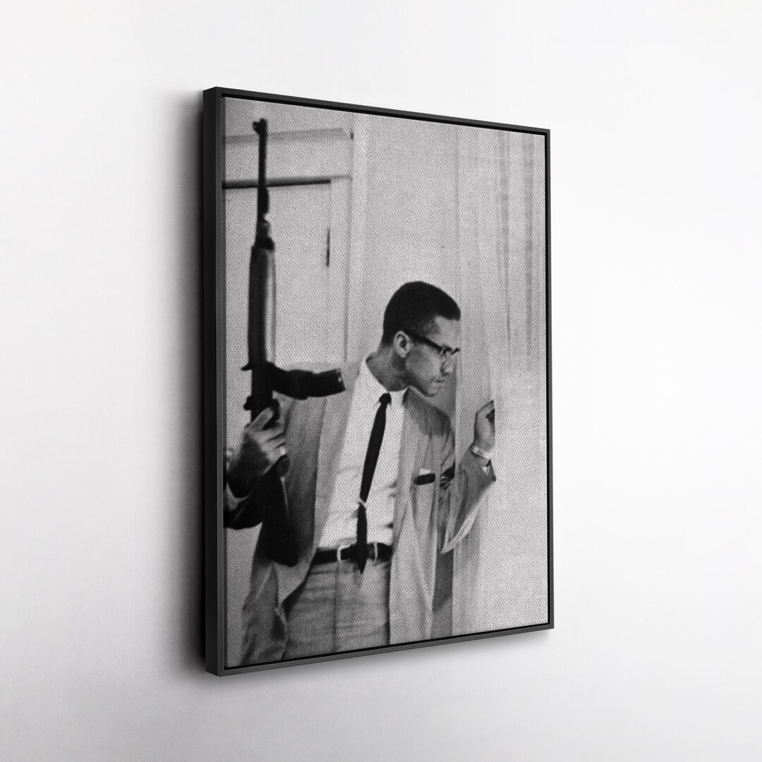 Malcolm X Holding Gun Canvas – Powerful Civil Rights Wall Art, Iconic ...