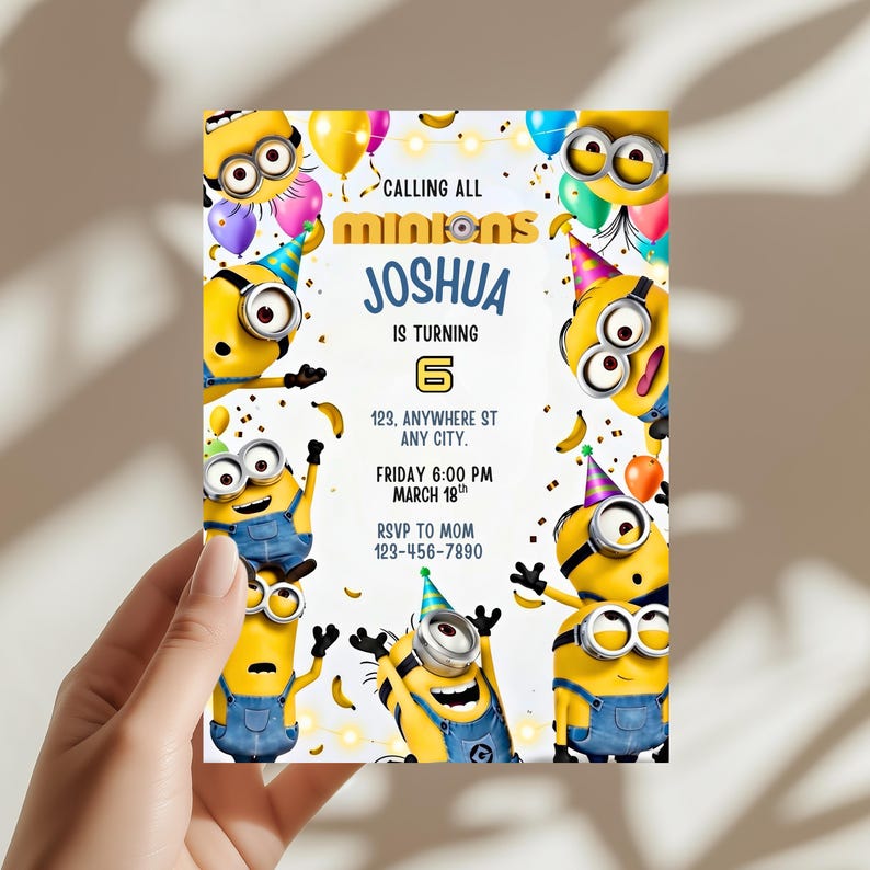 Editable Minions Birthday Invitation, Printable Party Invite (digital ...