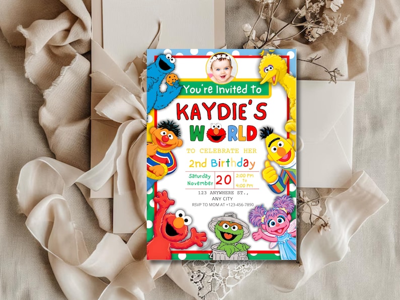 Sesame Street Birthday Invitation: Editable Elmo Party Evite (5x7 ...