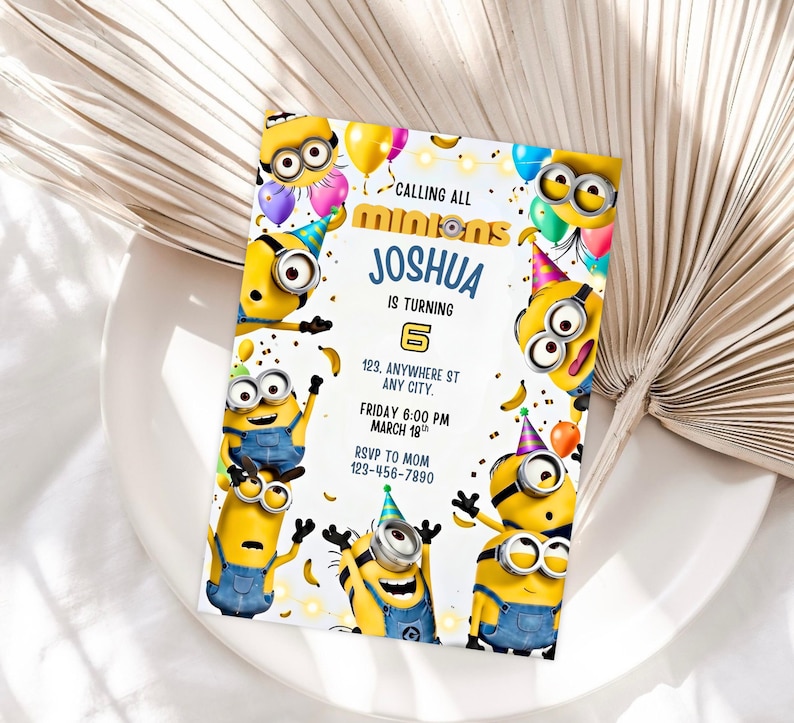 Editable Minions Birthday Invitation, Printable Party Invite (digital ...