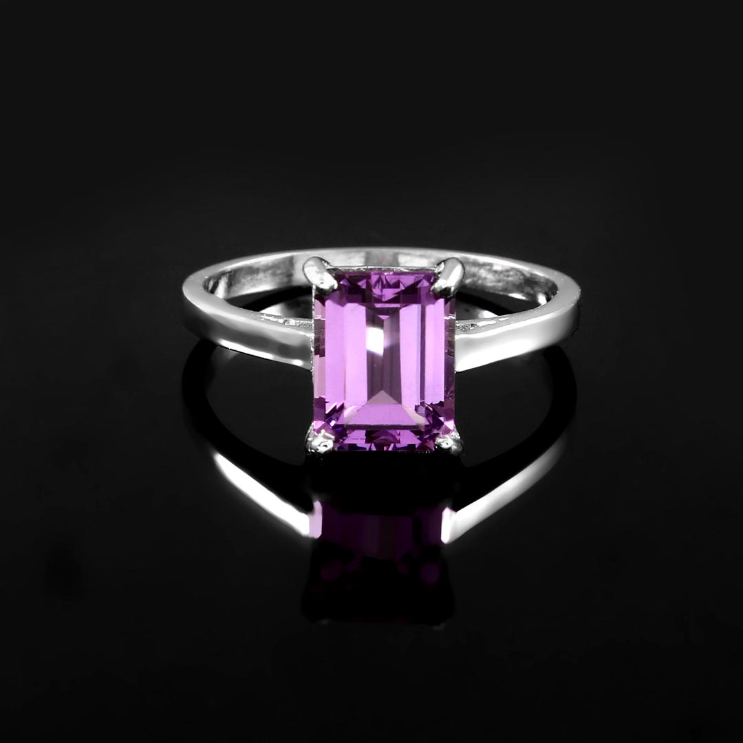 Amethyst Promise Ring – Purple Stone Ring for Women – Silver Vintage ...