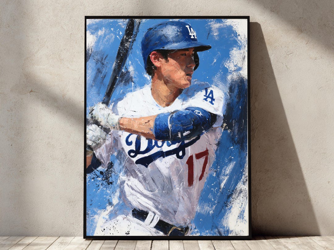 Shohei Ohtani LA Dodgers Wall Fan Art, Baseball Oil Painting Print, MLB ...
