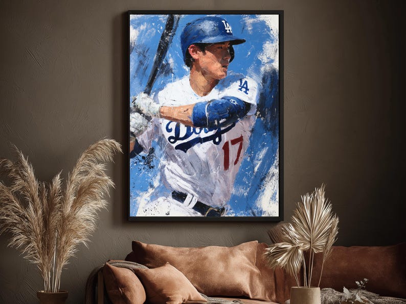 Shohei Ohtani LA Dodgers Wall Fan Art, Baseball Oil Painting Print, MLB ...