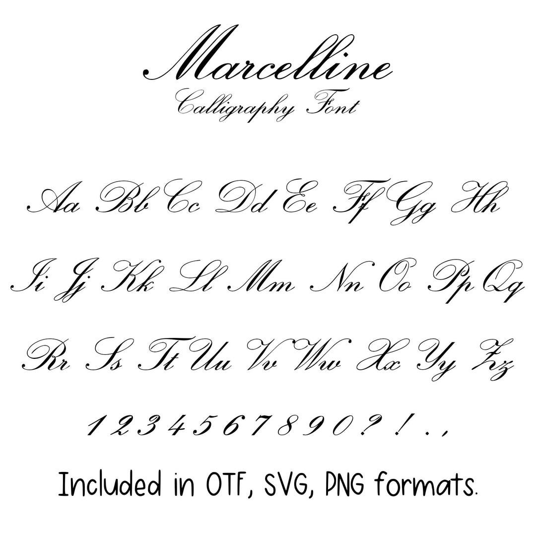 Marcelline Calligraphy Font - Letters and Numbers, Cricut Font ...